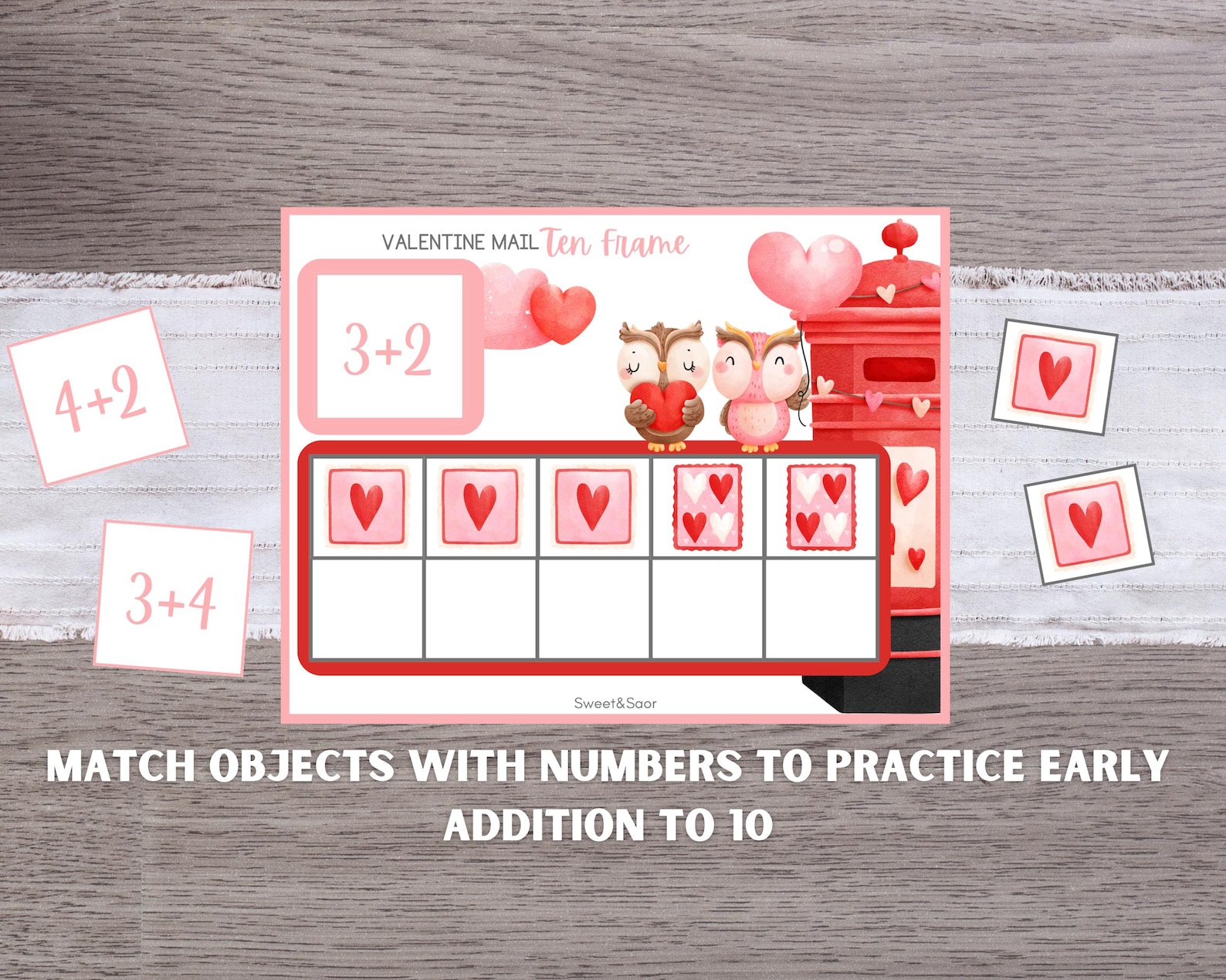Valentine's Day Ten Frame: Early Math Printable (PDF Download) - Etsy