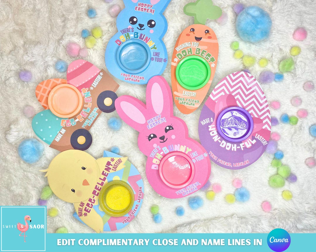 Easter Play Dough Gift Card, Printable Class Easter Gifts, Personalized ...