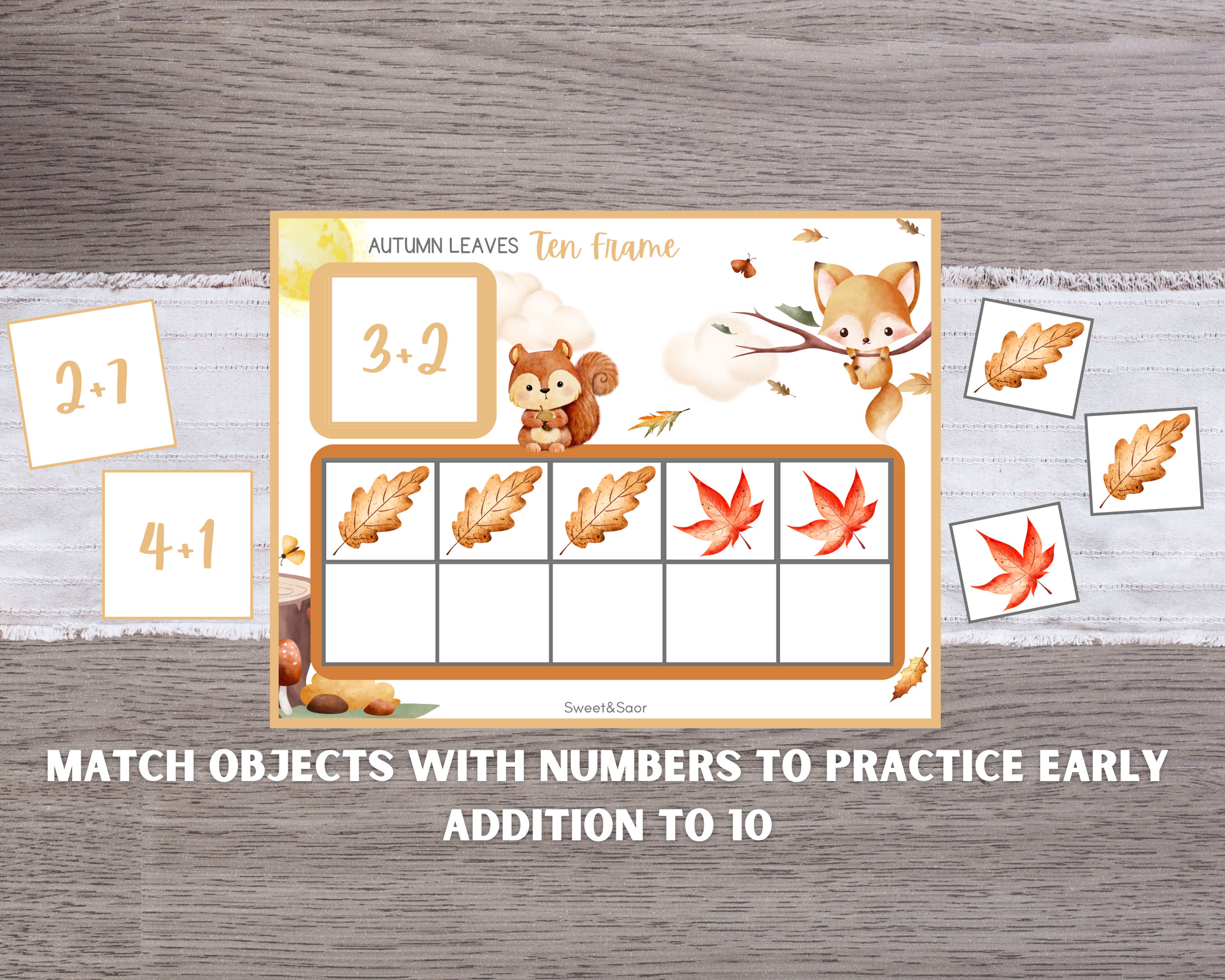 Autumn Leaves Ten Frame: Preschool Math Activity (PDF Download) - Etsy