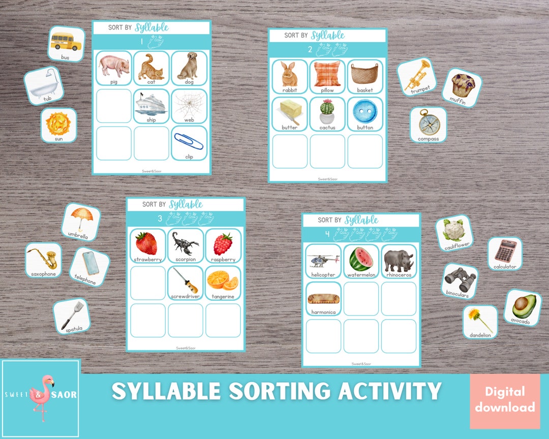 Syllable Sorting Activity, Syllable Counting Printable, Phonological ...