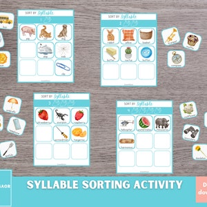 Syllable Sorting Activity: Preschool & Kindergarten Printable (digital ...
