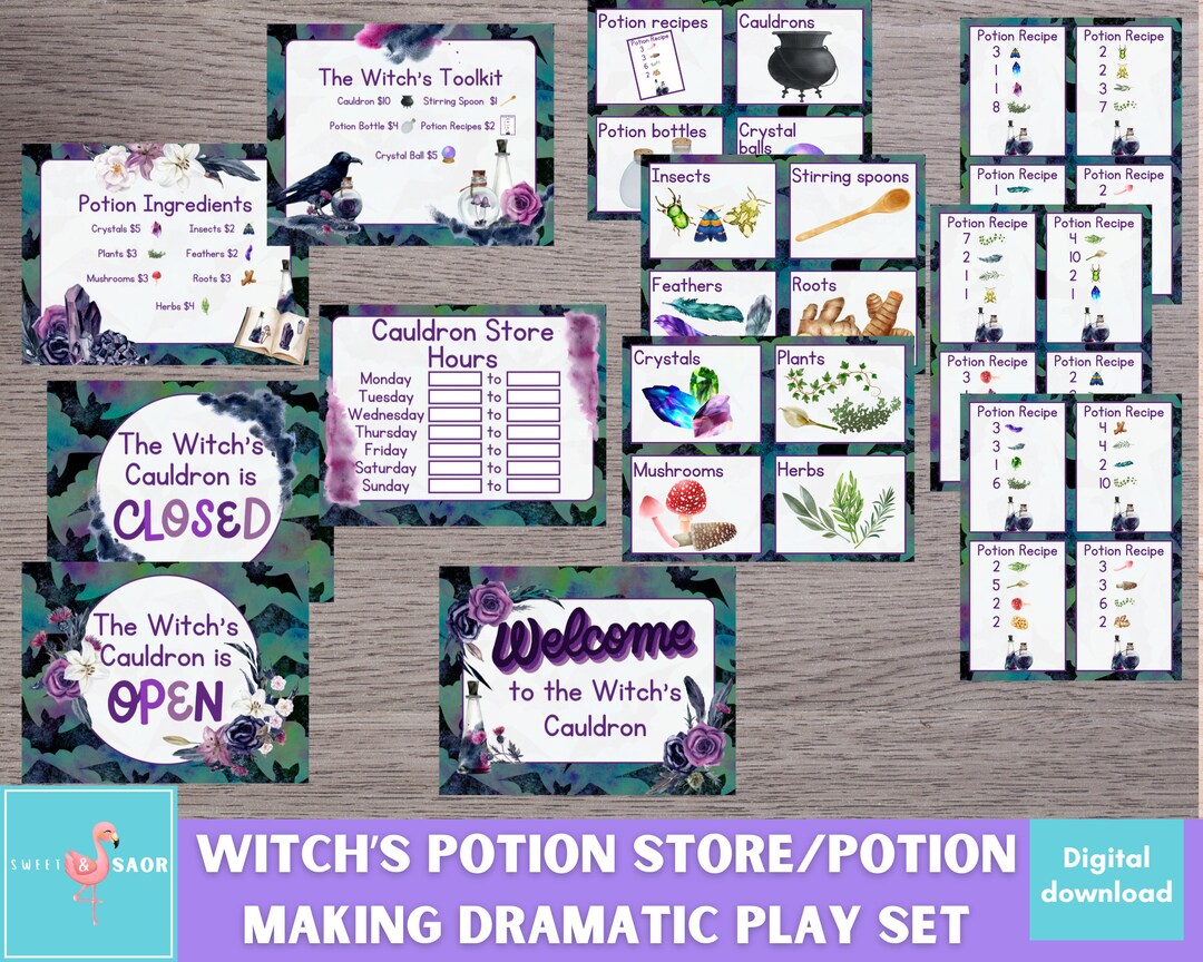 Halloween Potion Shop Dramatic Play Set: Printable Pretend Play (PDF ...