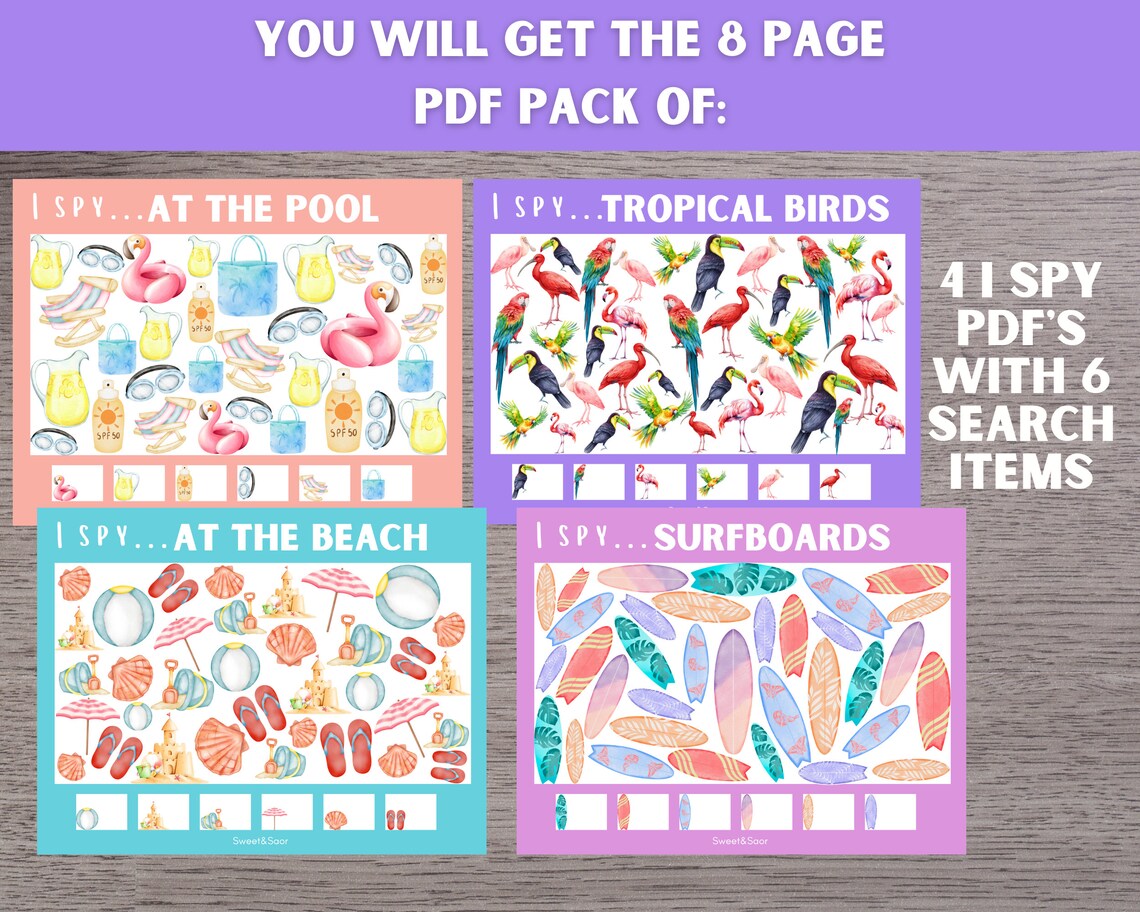 Summer I Spy Summer Preschool Printable I Spy Printable - Etsy