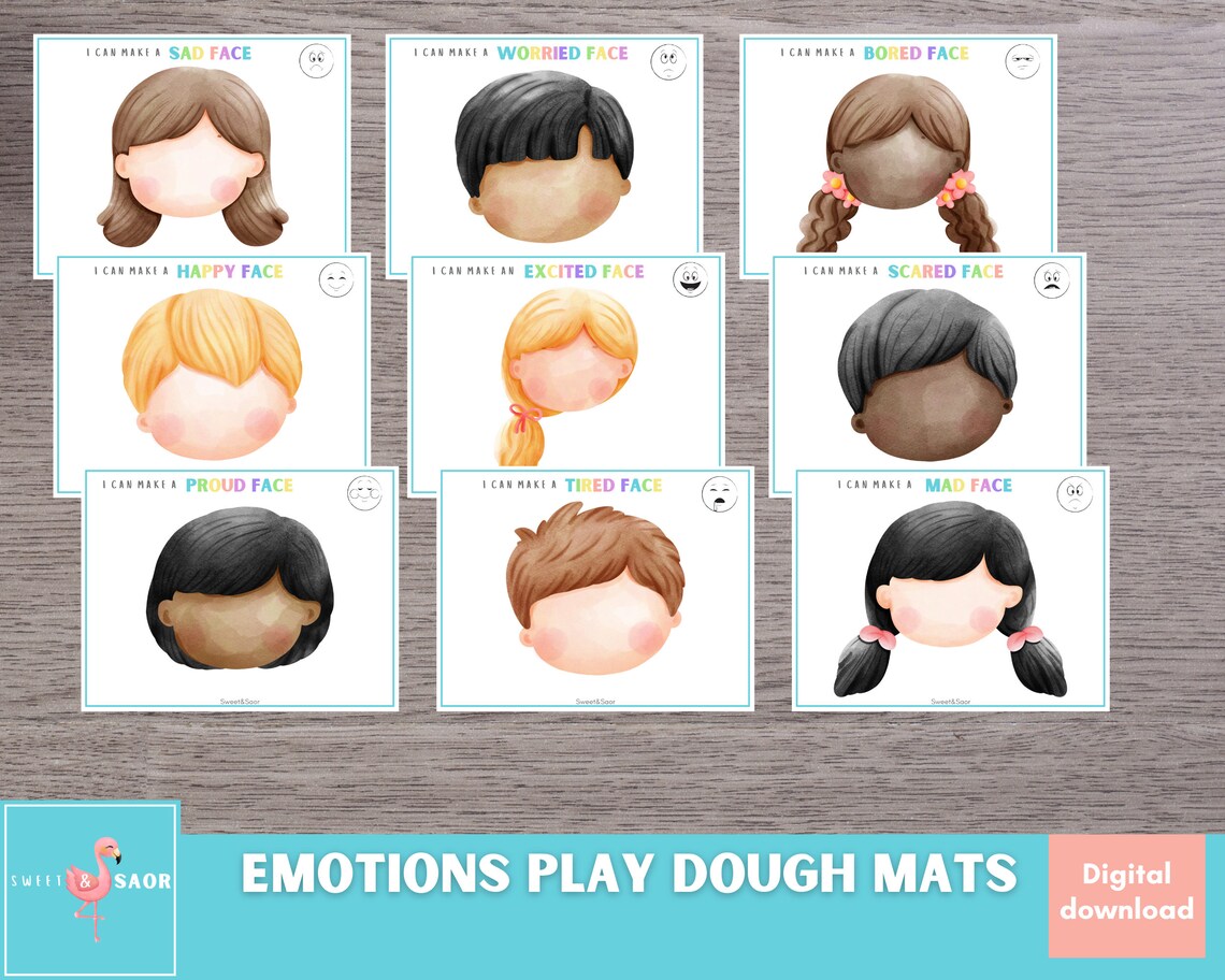 Emotions Play Dough Mats, Preschool Printable, Feelings Play Doh Mats ...