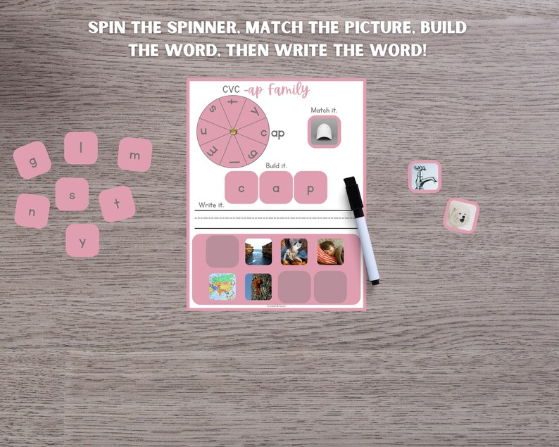 CVC Word Family Worksheet: Kindergarten Rhyming Game (digital Download ...