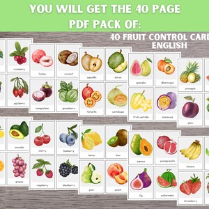 Fruits Flash Cards, Montessori 3 Part Fruit Cards, Montessori Cards ...