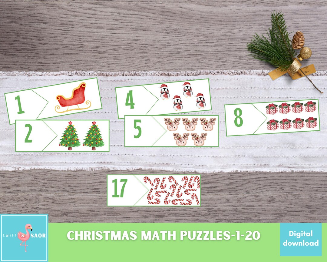 Christmas Number Puzzles, Winter Math Puzzles, Montessori Preschool ...