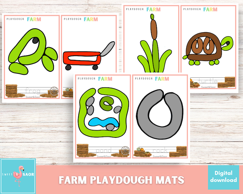 Farm Animal Play Doh Mats Playdough Mats Printable Play Doh - Etsy