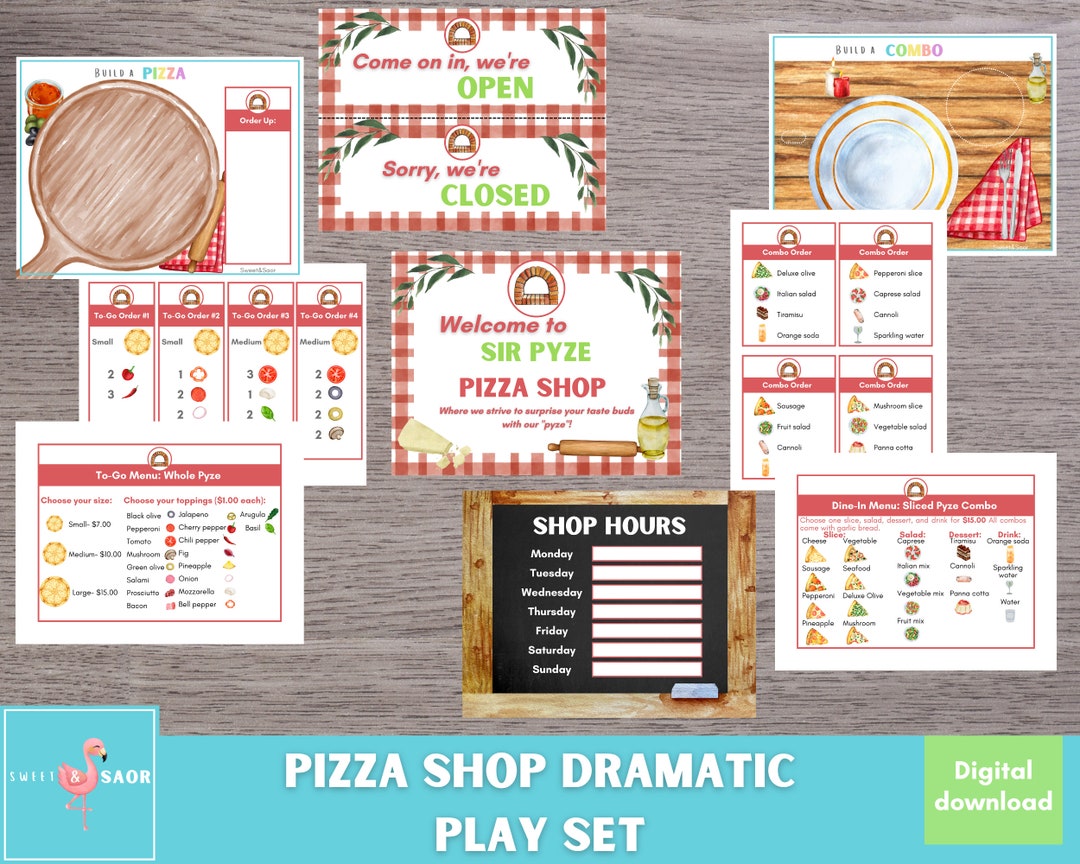 Pretend Play Pizza Parlor Printable, Pizza Parlor Dramatic Play ...