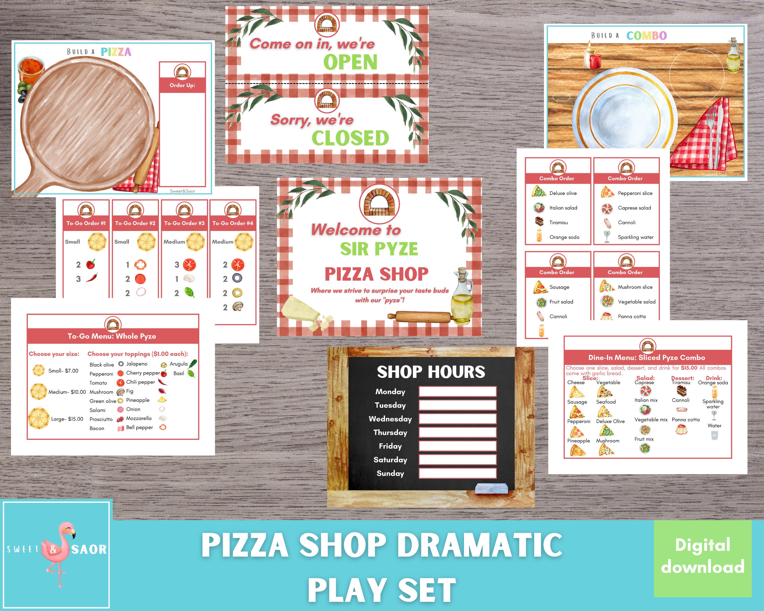 Pretend Play Pizza Parlor Printable, Pizza Parlor Dramatic Play ...