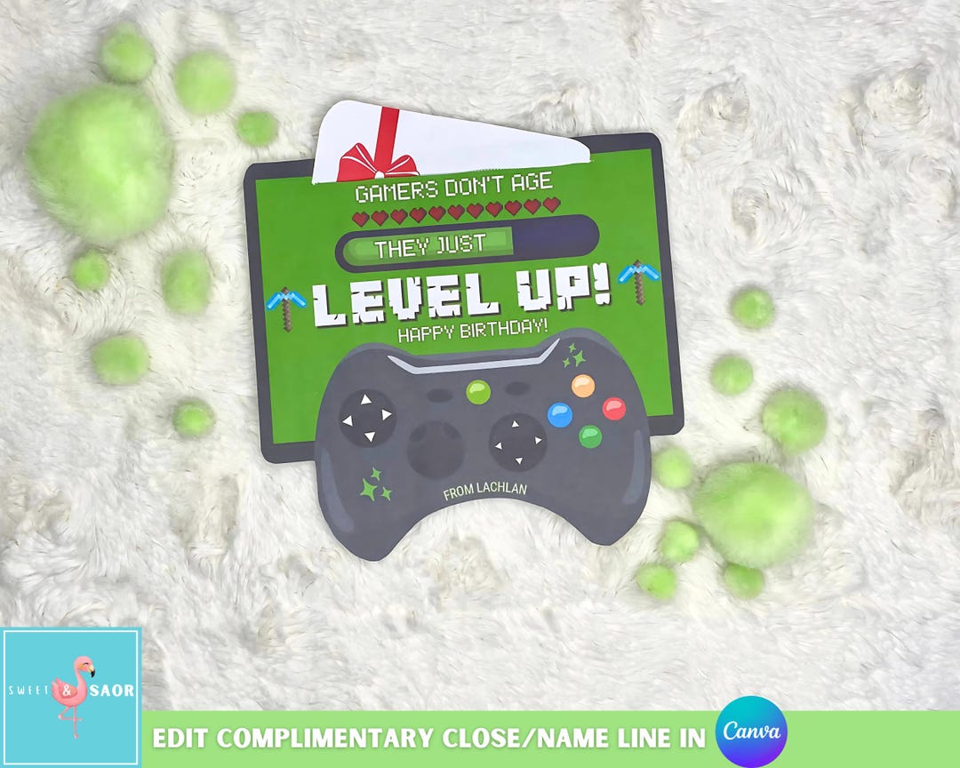 Printable Video Game Gift Card Holder: Gamer Birthday Party Favor (PDF ...