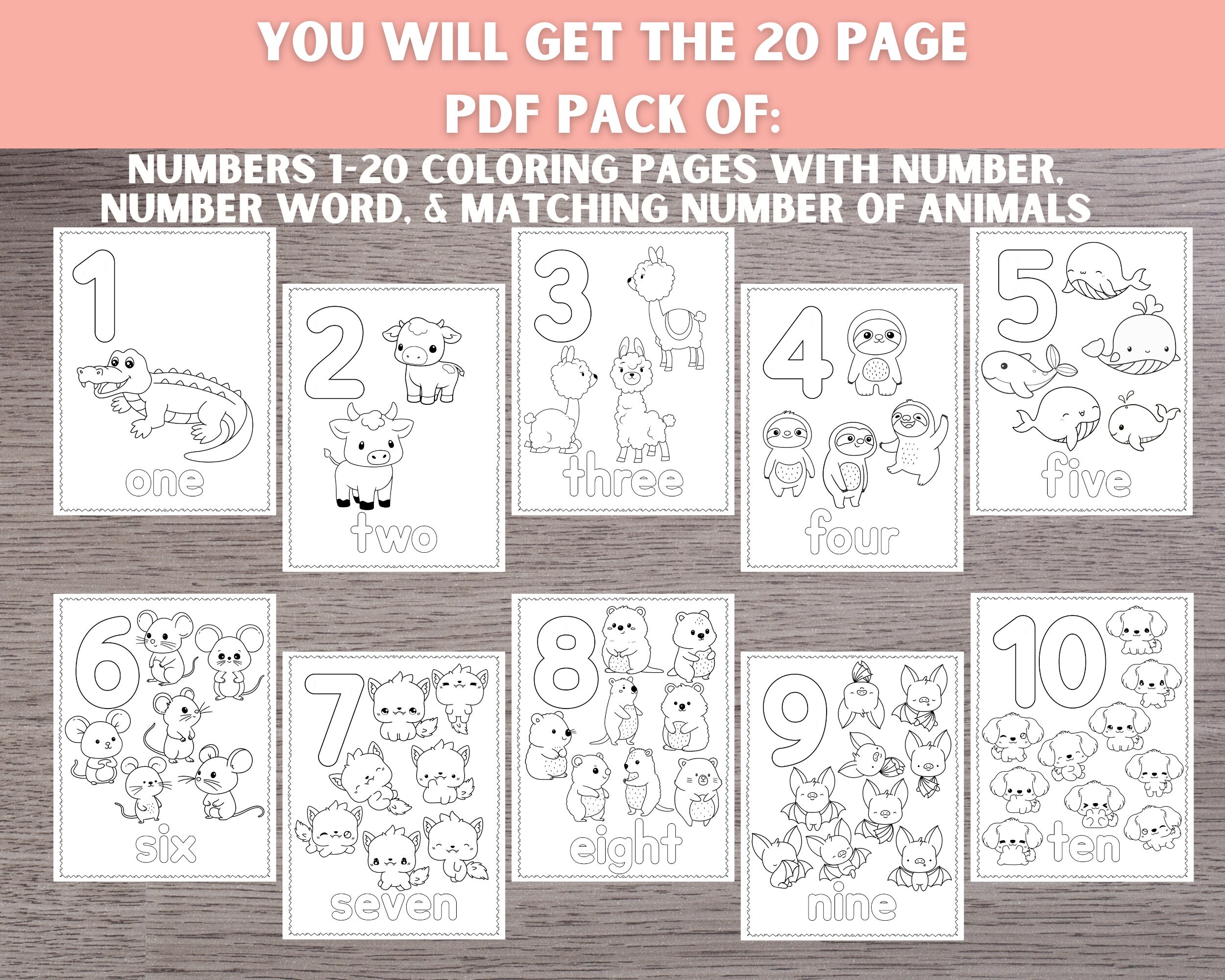 Numbers 1-20 Coloring Pages: Preschool Printable (digital Download ...