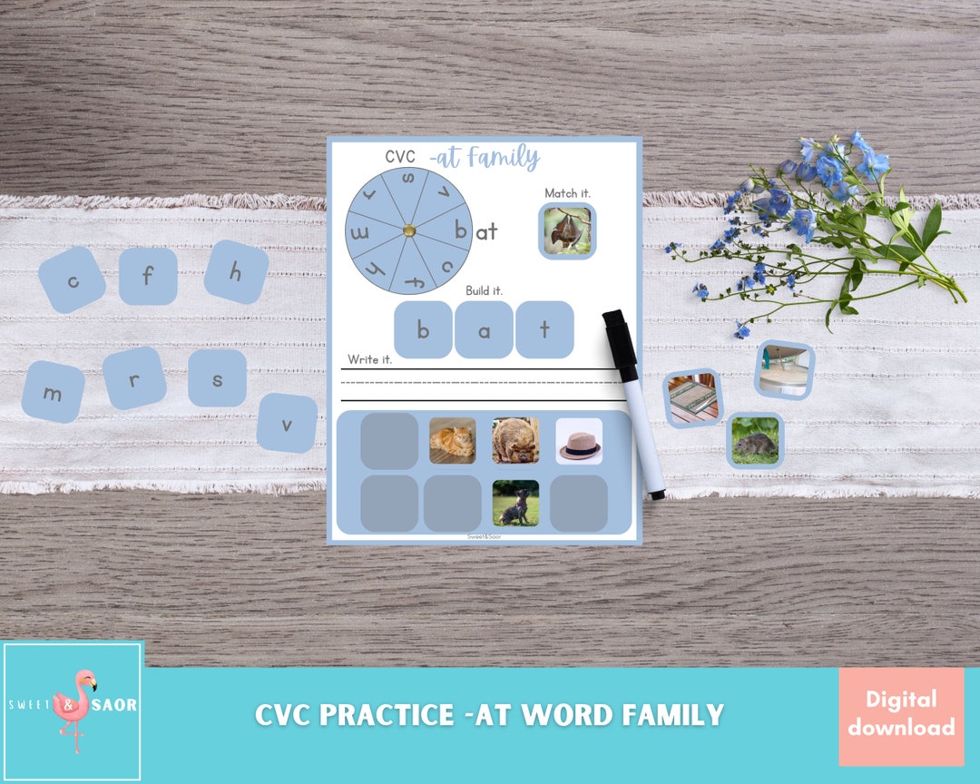 AT Word Family Printable: CVC Word Building Game (digital Download ...