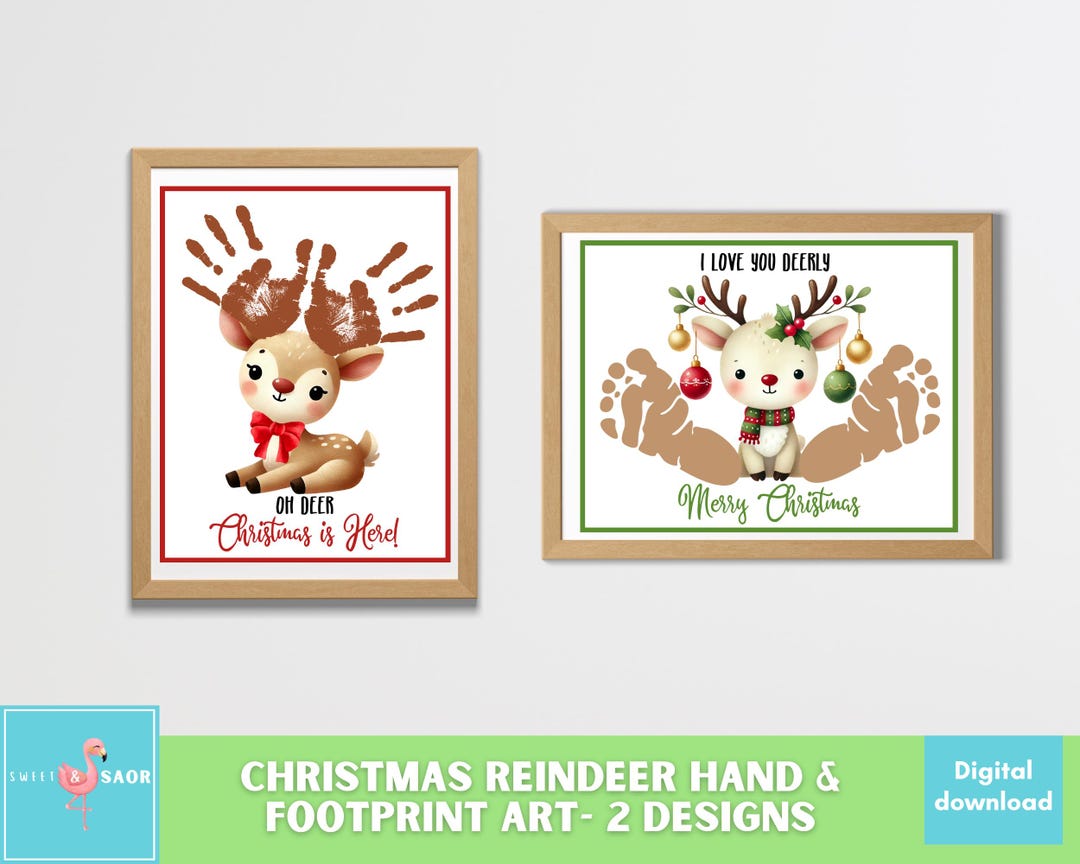 Reindeer Handprint Footprint Art: Christmas Keepsake (digital Download ...