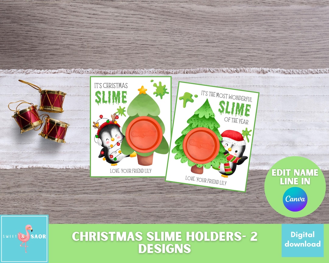 Printable Christmas Slime Holder: Editable Gift Tag (digital Download ...