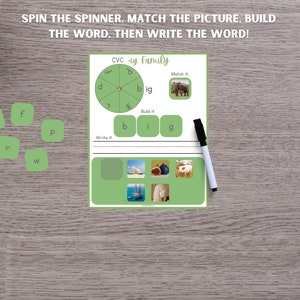 CVC Word Family Worksheet Printable, Short I Rhyming Word Builder ...