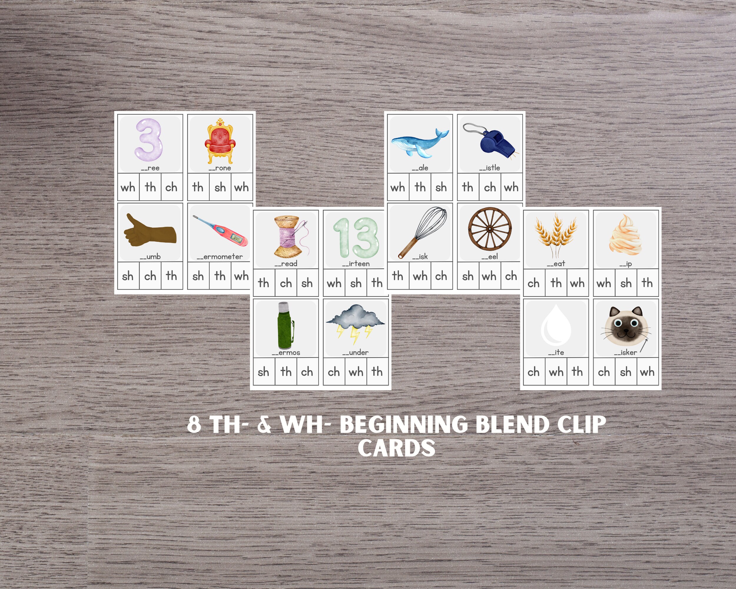 Digraph Clip Cards, Beginning Digraphs, Ending Digraphs, Phonics ...