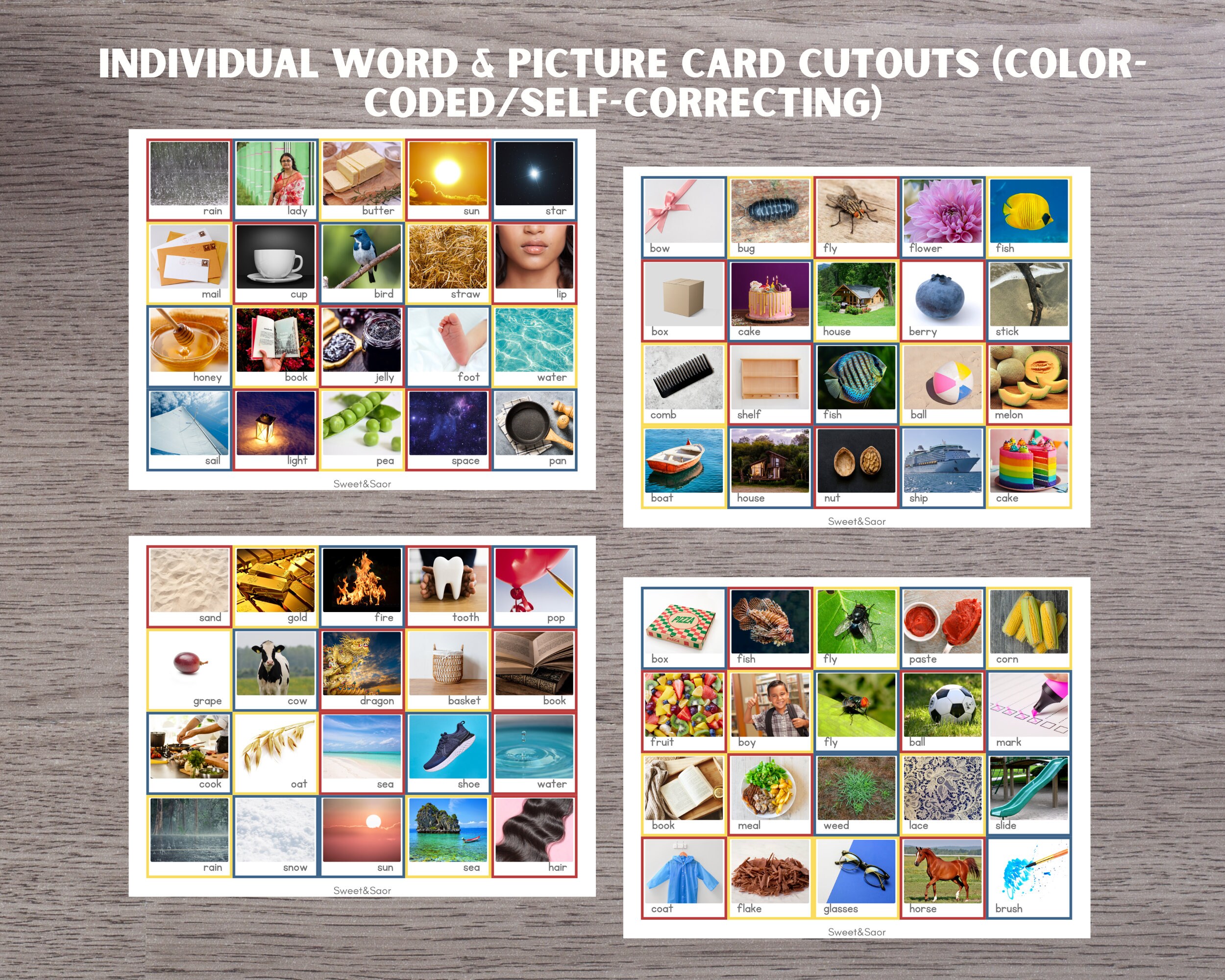 Compound Words Picture and Word Card Matching Printable, Kids Writing ...
