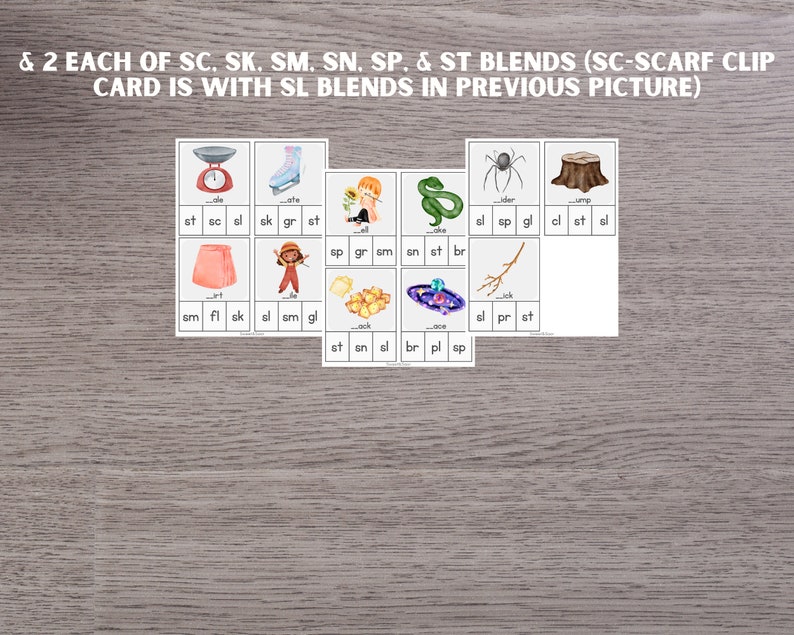 Consonant Blends Clip Cards: Montessori Reading Activity (digital ...