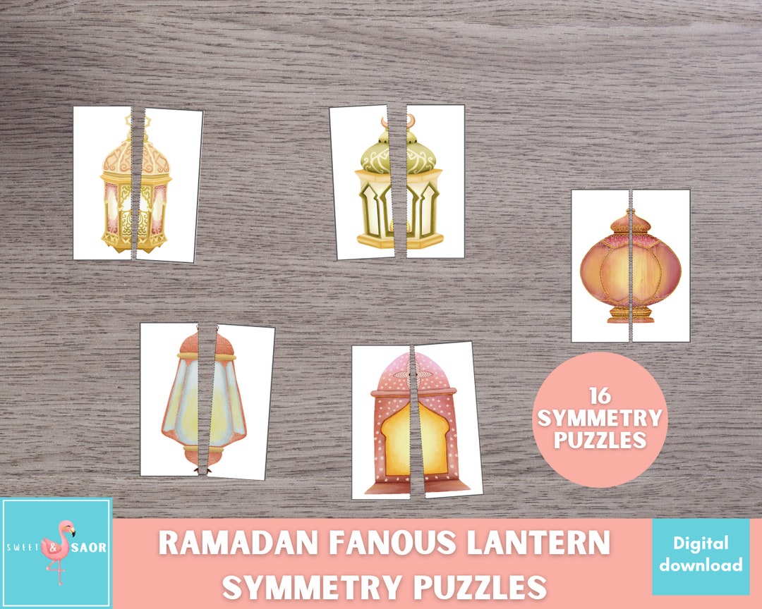 Ramadan Lantern Symmetry Puzzles: Kids Matching Activity (digital ...