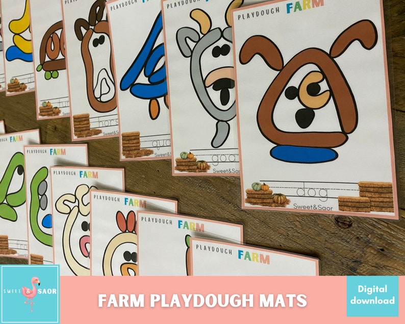 Farm Animal Play Doh Mats, Playdough Mats, Printable Play Doh Toddler ...