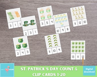 Easter Day Count and Clip Cards, Preschool Printable, Numbers to 20 ...