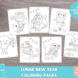 Lunar New Year Coloring Pages: Year of the Dragon (digital Download) - Etsy