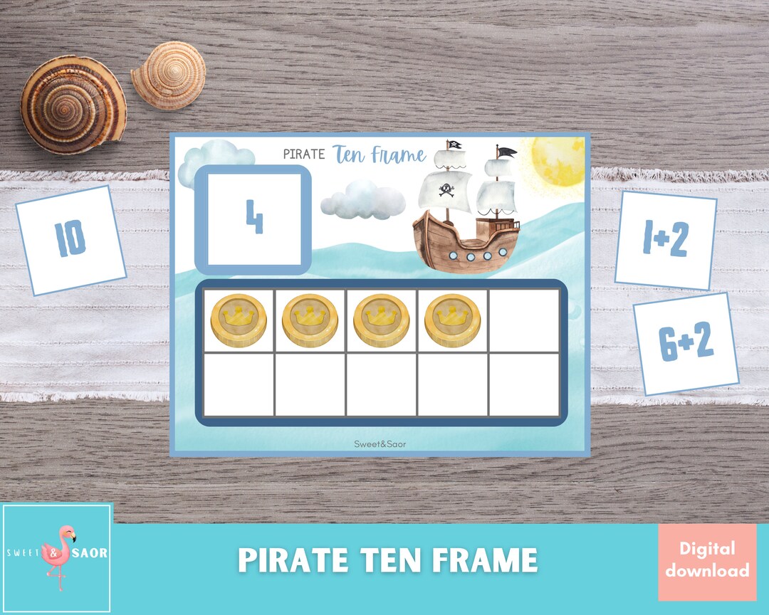 Pirate Ten Frame, Numbers 1-10 Count and Match, Preschool Counting ...