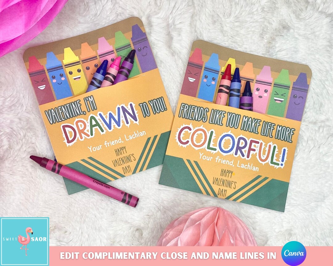 Editable Crayon Box Valentine: Kids Classroom Printable (digital ...