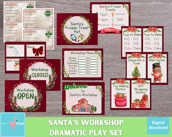Santa's Workshop Dramatic Play, Christmas North Pole Printable Pretend ...