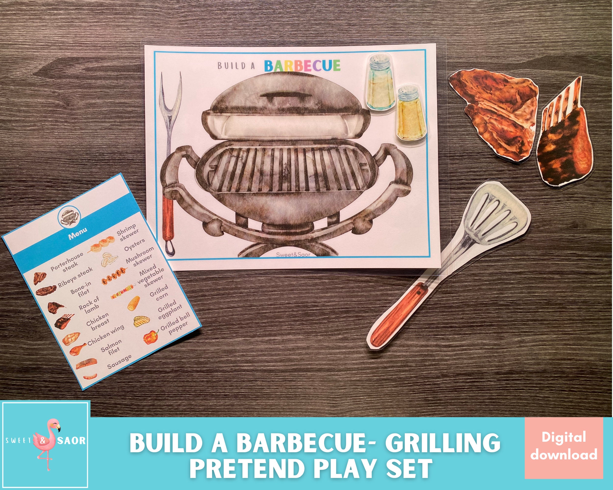 Pretend Play BBQ Grill Set: Printable Barbecue Dramatic Play (digital ...