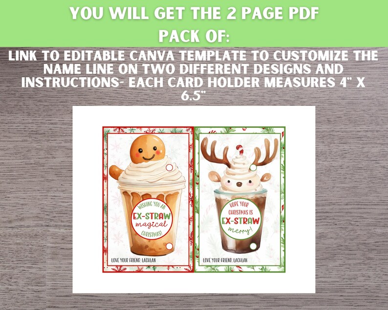 Printable Christmas Silly Straw Holder: Classroom Gift Tag (digital ...