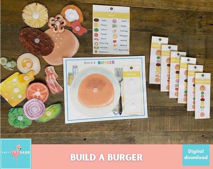 Build a Burger Pretend Play Set: Printable Learning Activity (PDF ...