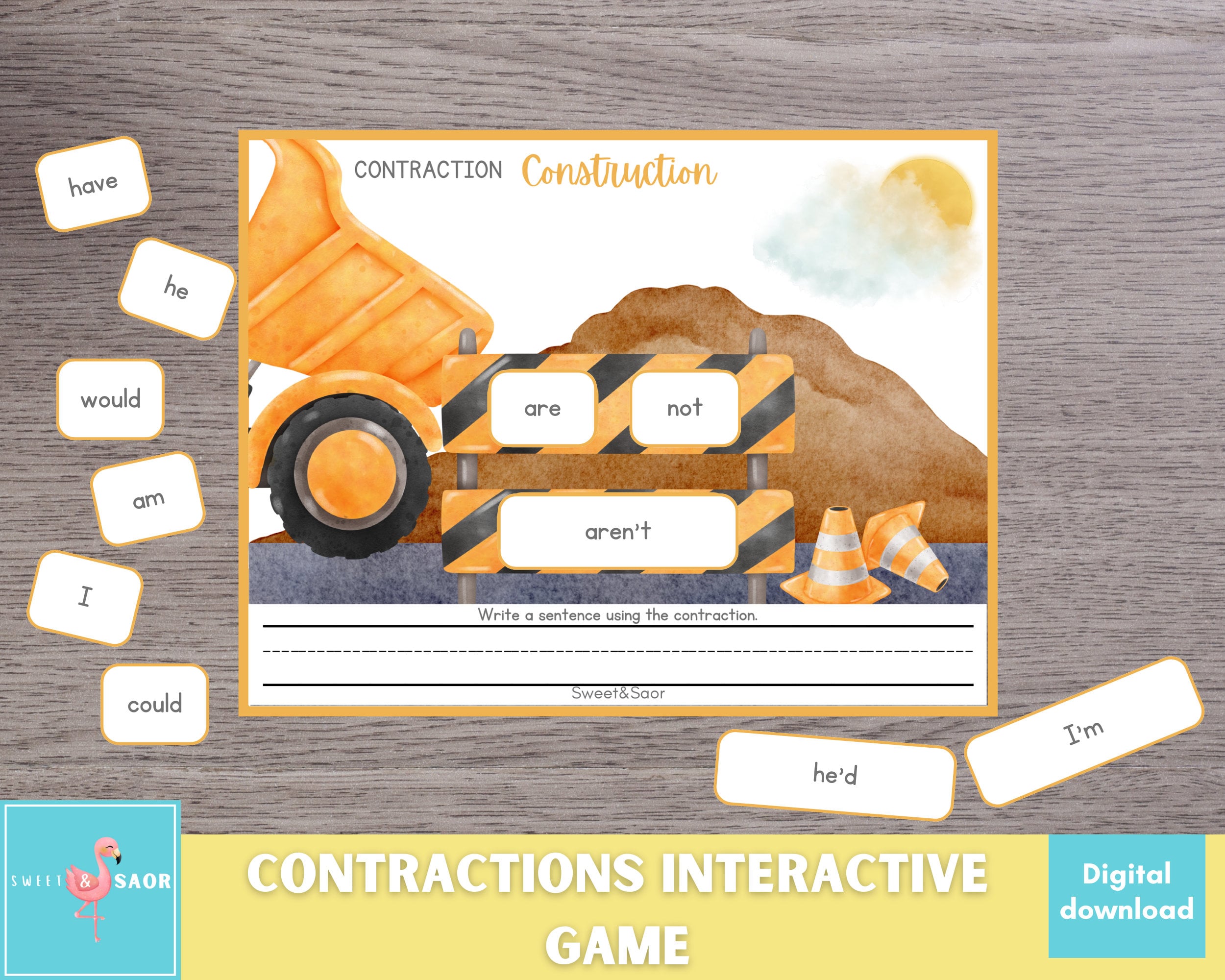 Contractions Activity: Printable Reading Game, Homeschool Resource (PDF ...