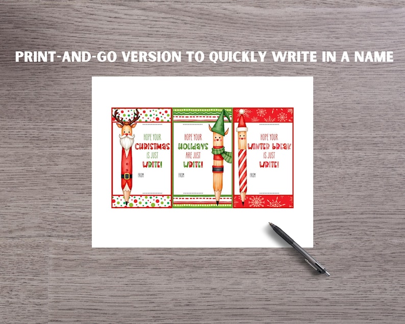 Printable Christmas Pencil Holder Tags: Editable Classroom Gift ...