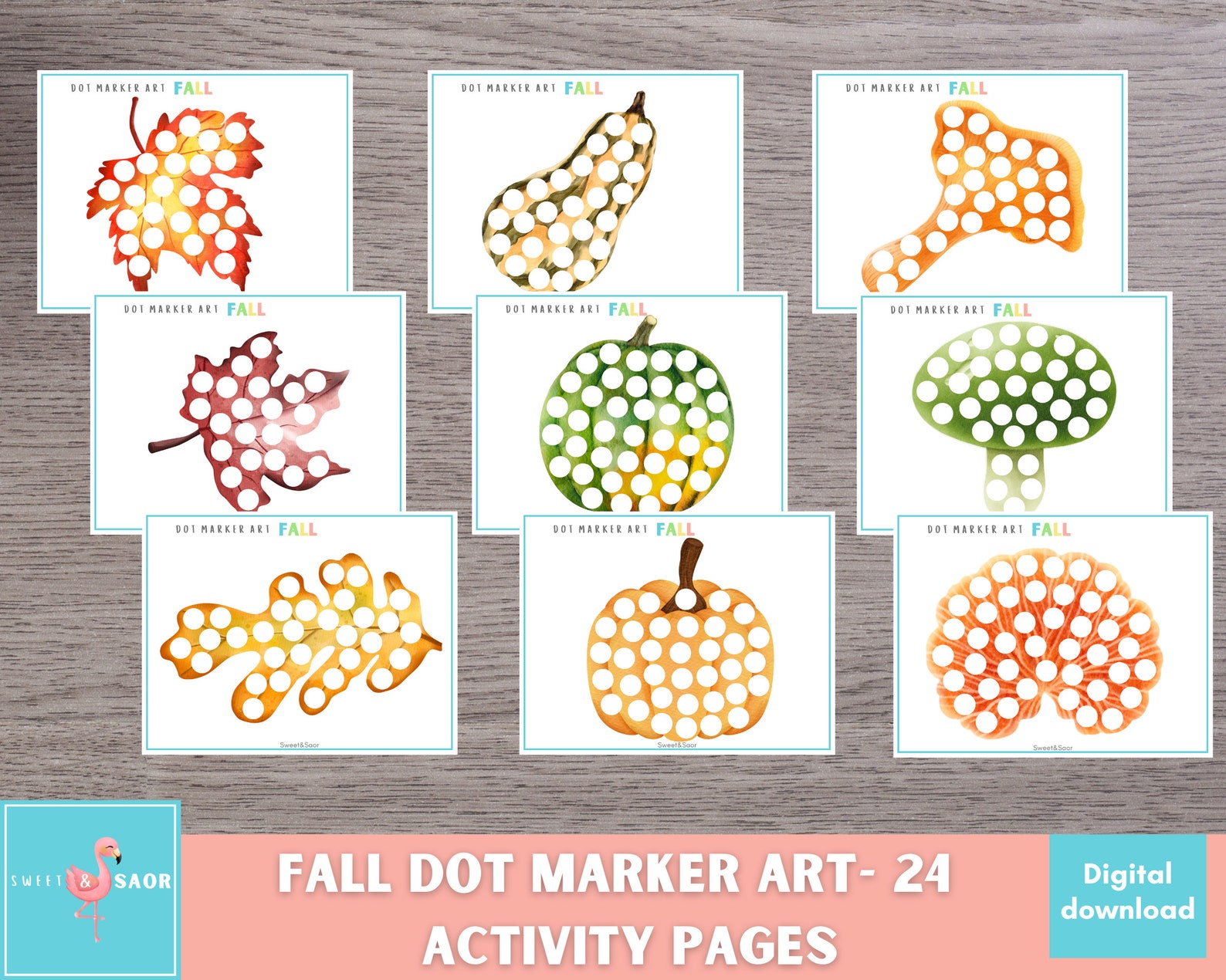 Fall Dot Marker Activity: Preschool Printable, Autumn Leaves, Pumpkins ...