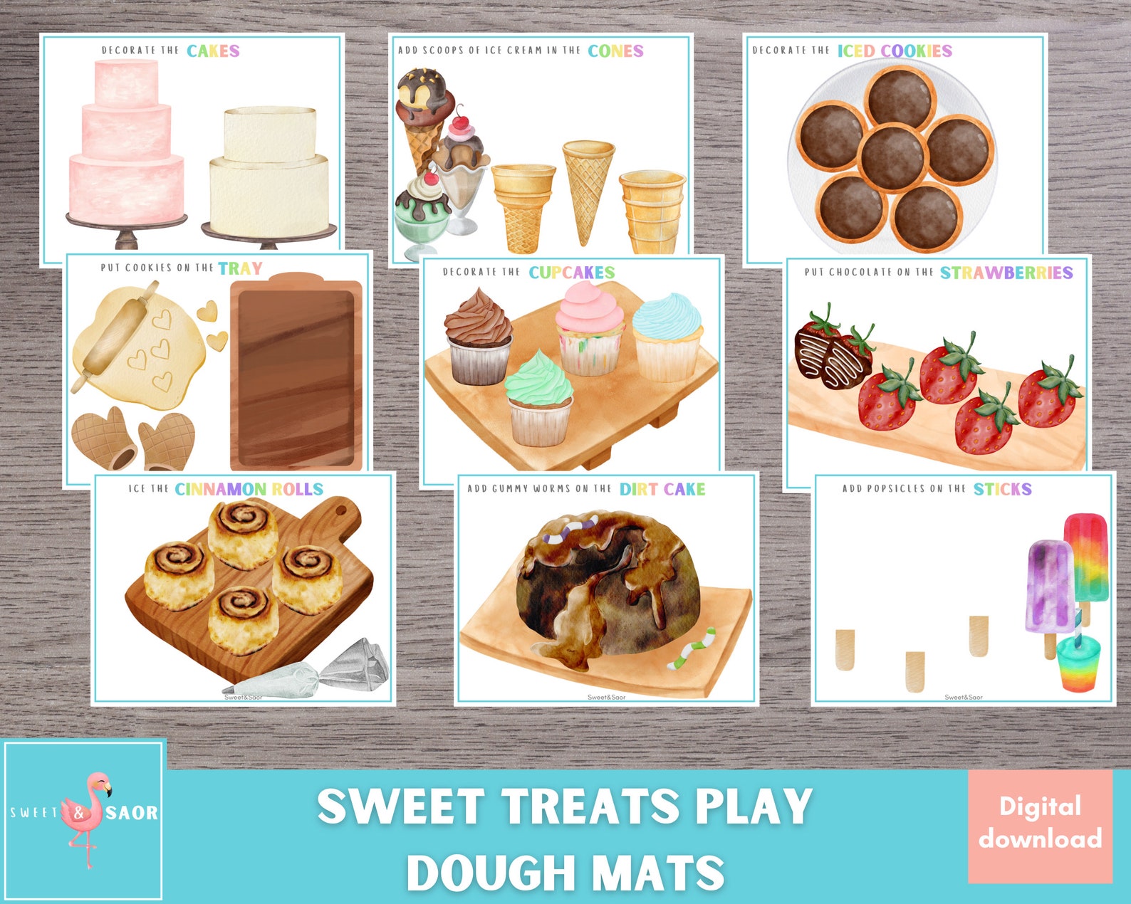 Food Play Dough Mats, Sweet Treats Playdough Mats, Printable Play-doh ...