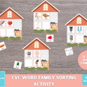 CVC Word Family Houses: Phonics & Rhyming Activity (PDF) - Etsy
