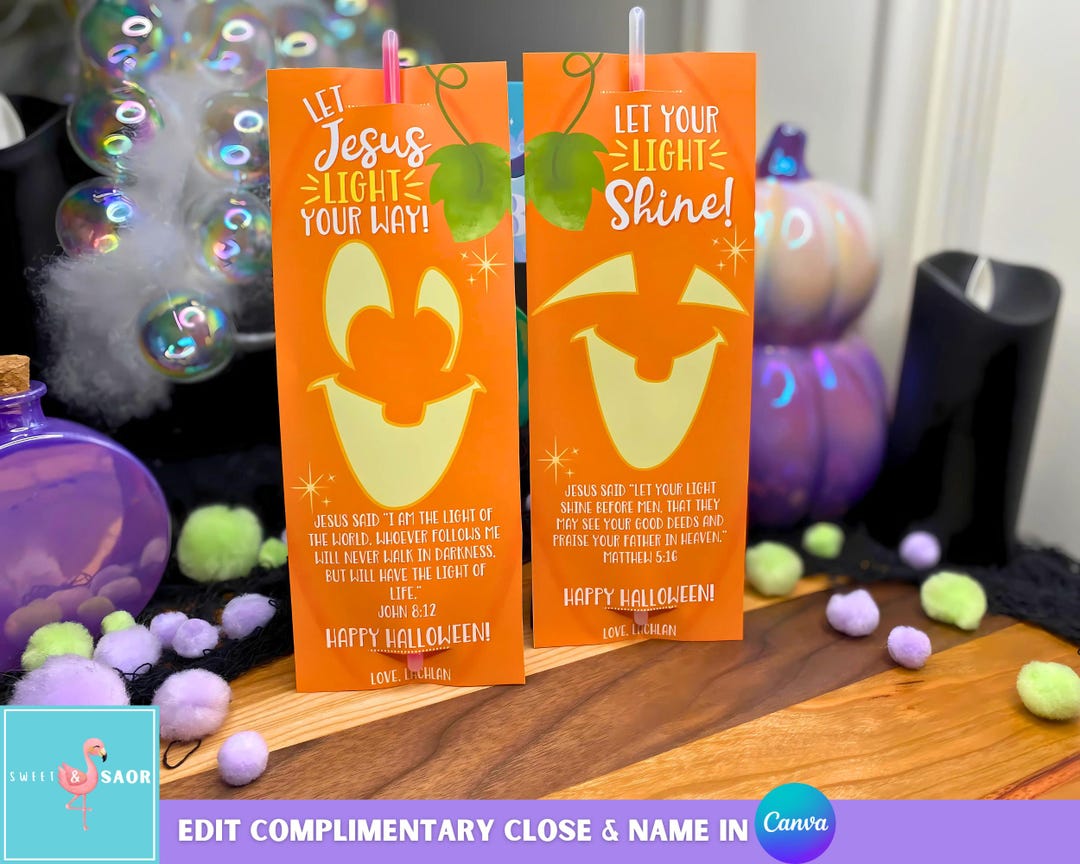 Printable Halloween Glow Stick Gift Tags: Jesus Pumpkin Treats (PDF ...