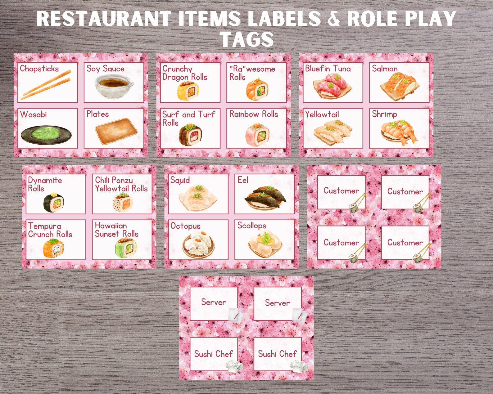 Sushi Restaurant Dramatic Play Set: Printable Pretend Play (PDF ...