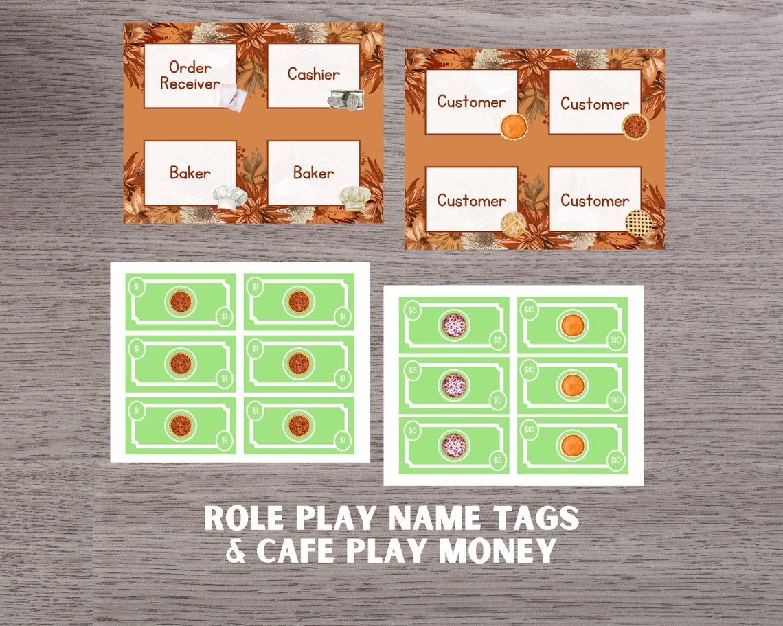 Pie Shop Dramatic Play Set: Printable Thanksgiving Pretend Play (PDF ...