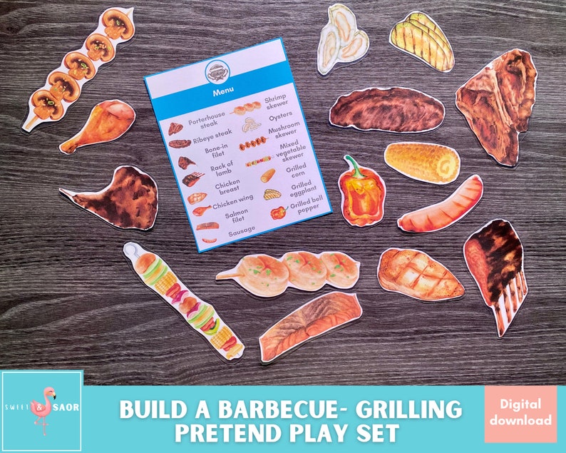 Pretend Play BBQ Grill Set: Printable Barbecue Dramatic Play (digital ...