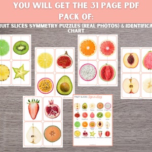 Nature Symmetry Puzzles, Printable Flower Matching Cards, Fruits Slices ...