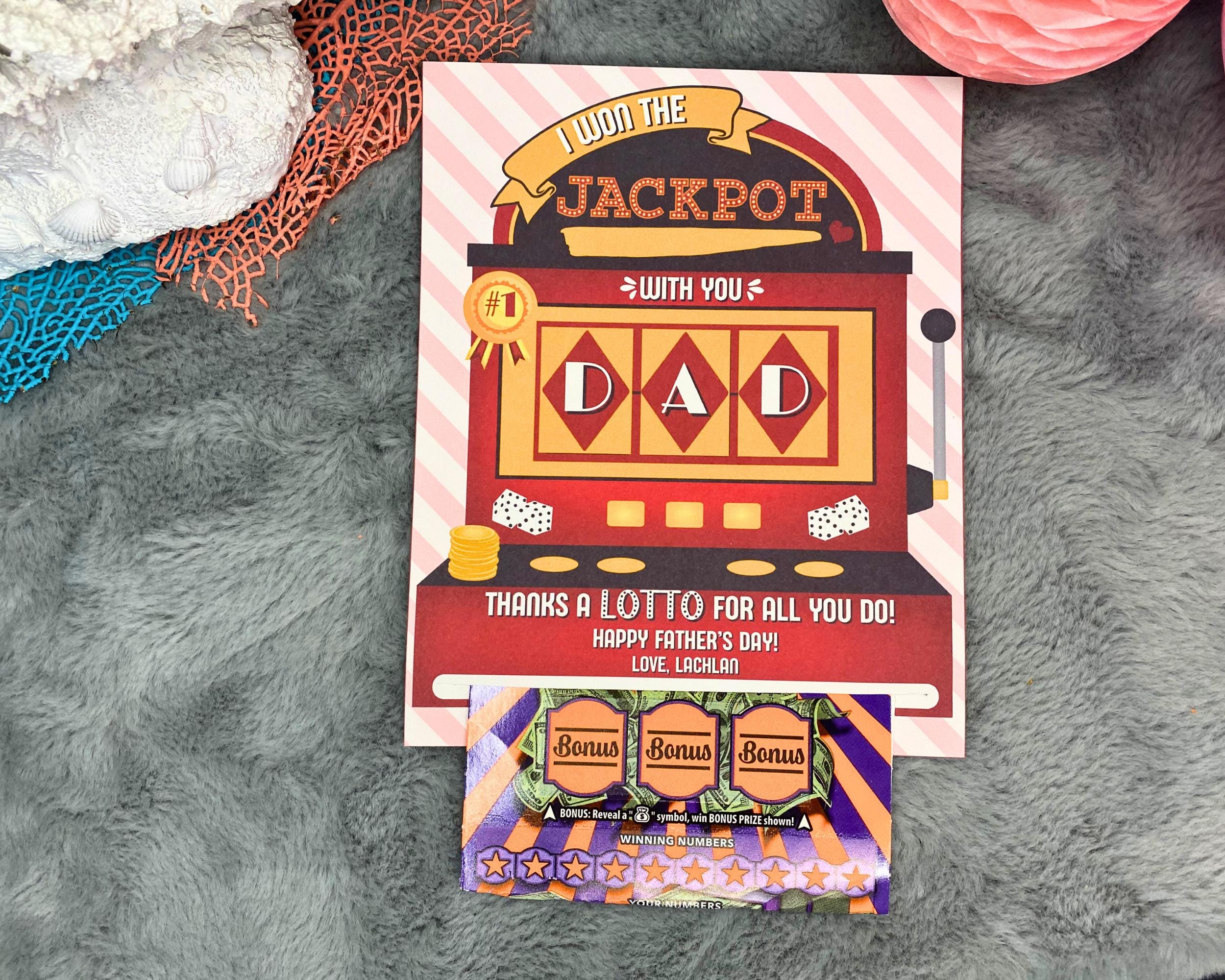 Father's Day Lottery Ticket Gift Tag, Printable Lotto Scratch Card ...