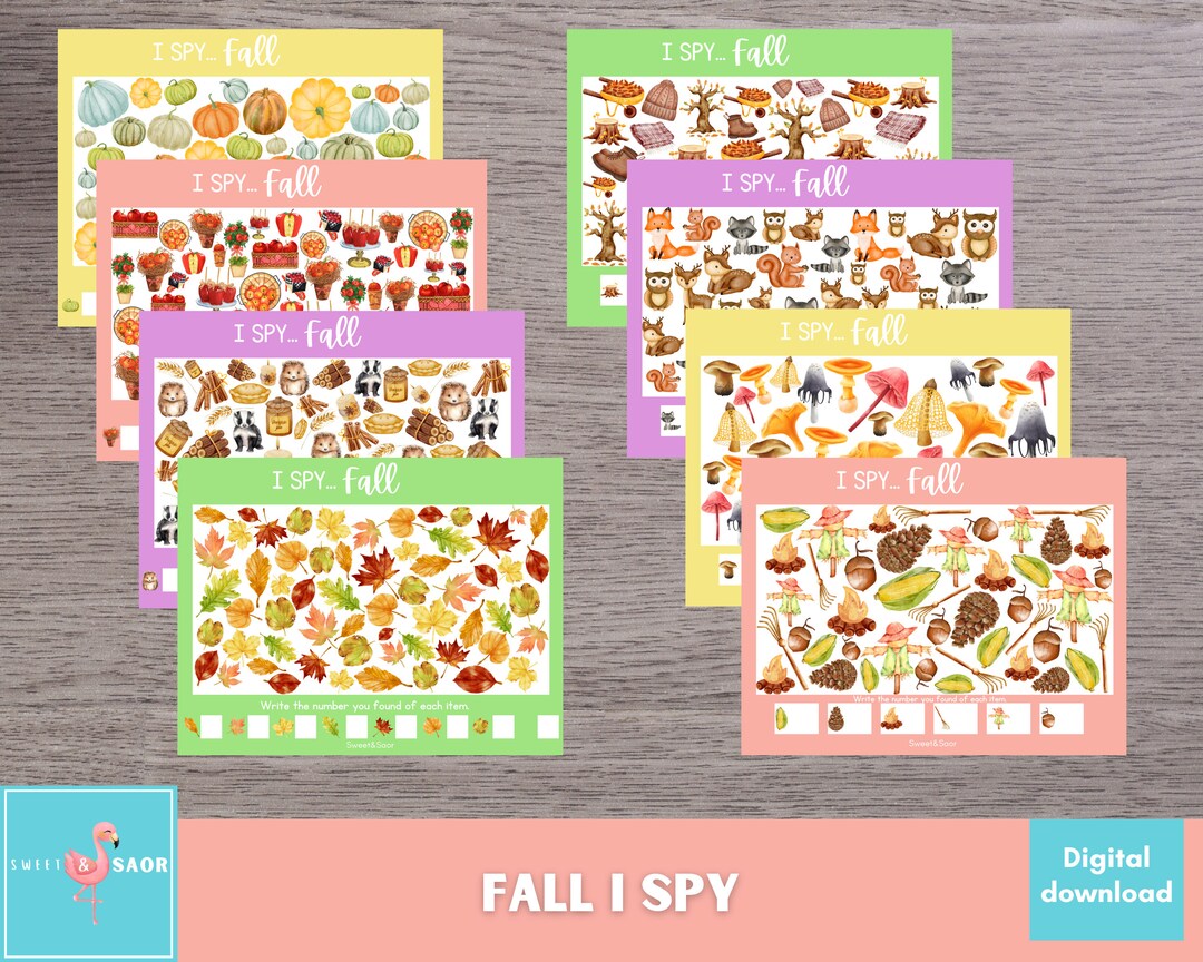 Fall I Spy, Preschool Printable, Preschool Game, Autumn Printable ...