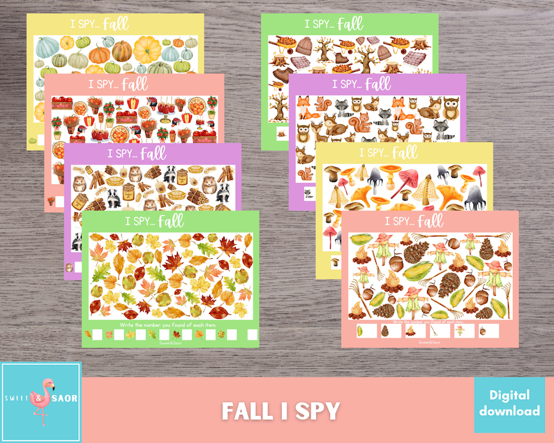 Fall I Spy, Preschool Printable, Preschool Game, Autumn Printable ...