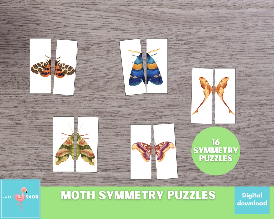 Moths Symmetry Puzzles, Montessori Inspired Printable, Matching ...