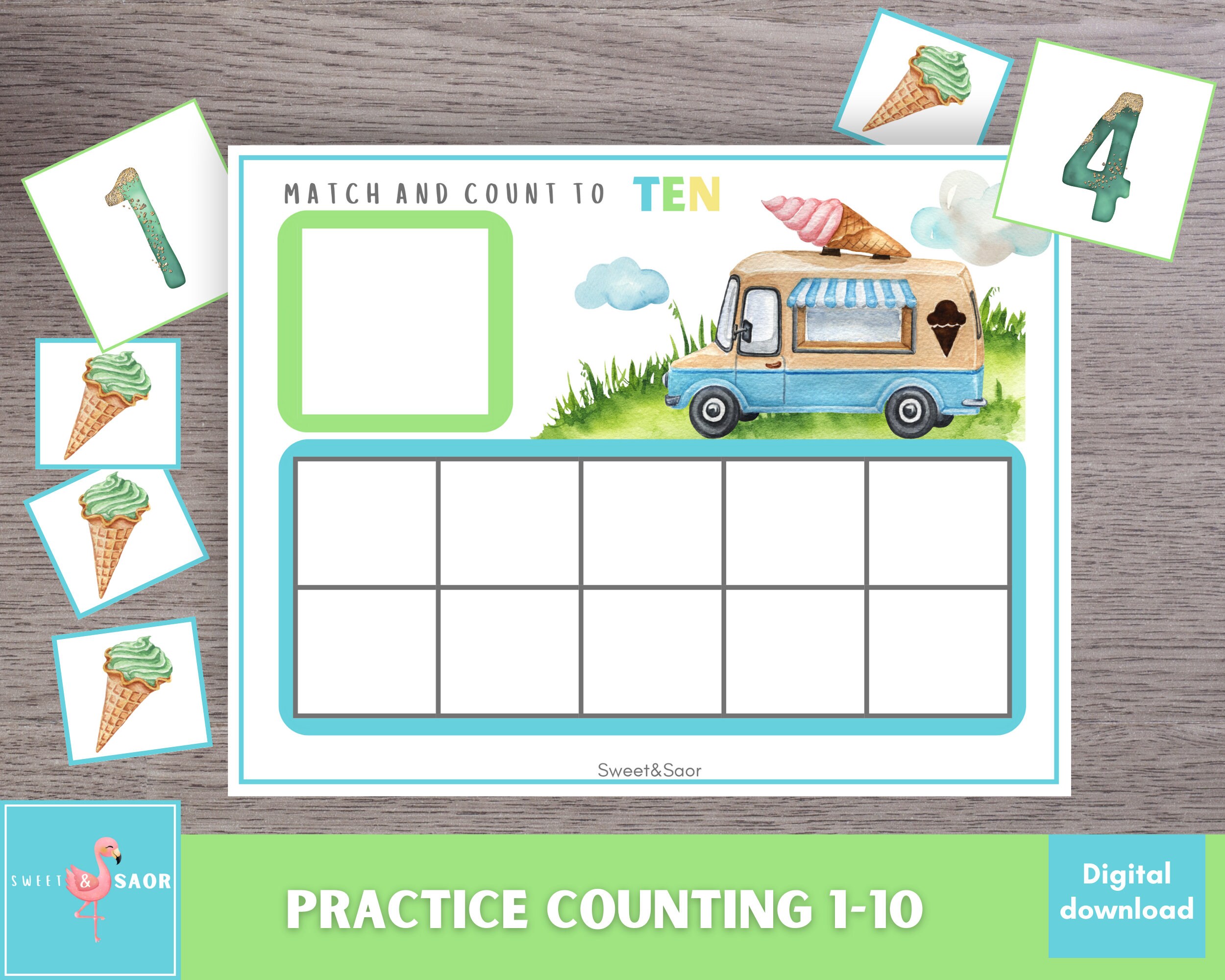 Numbers 1-10 Count and Match Math Activity, Montessori Printable ...