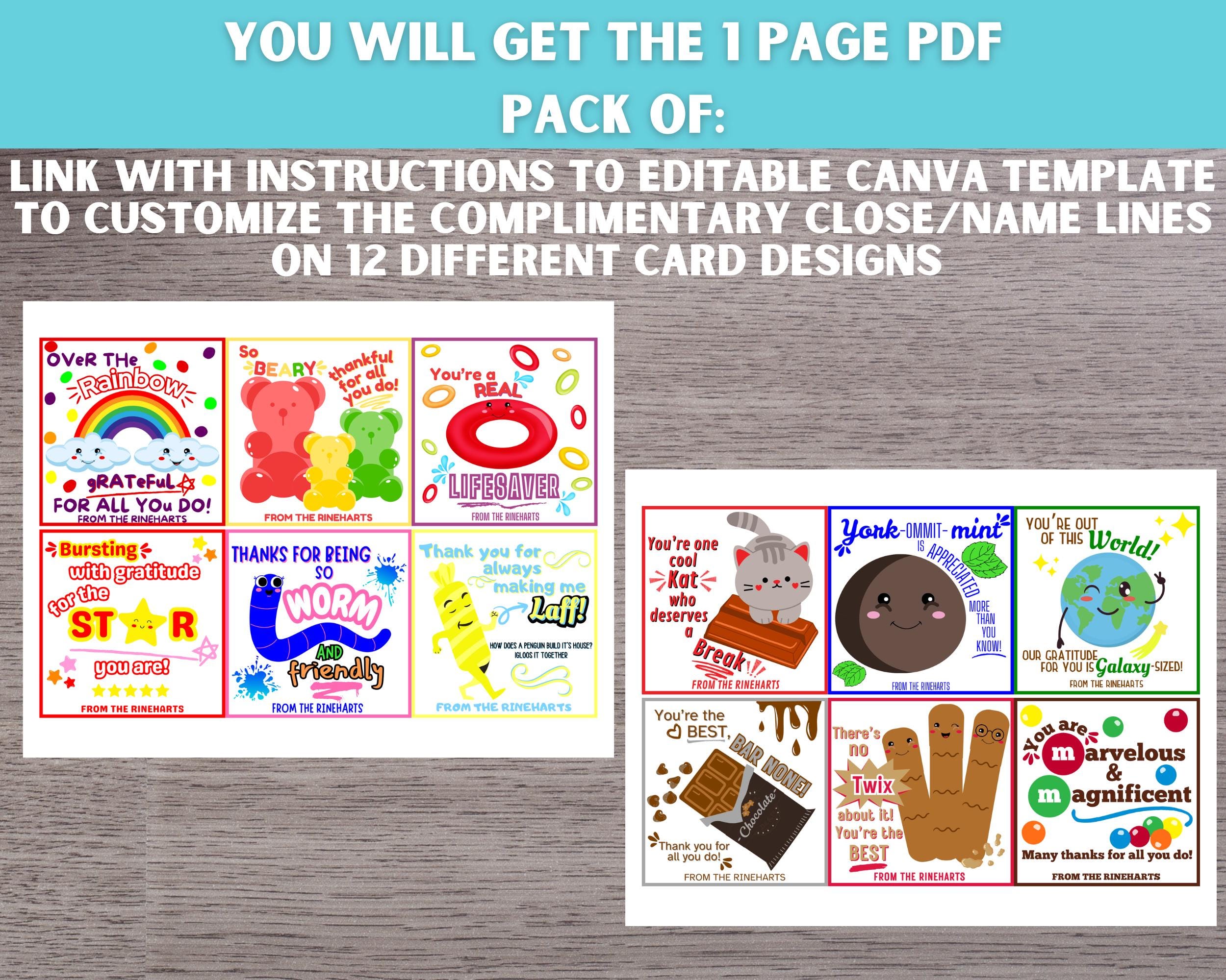 Printable Candy Gram Gift Tags: Teacher & Employee Appreciation ...