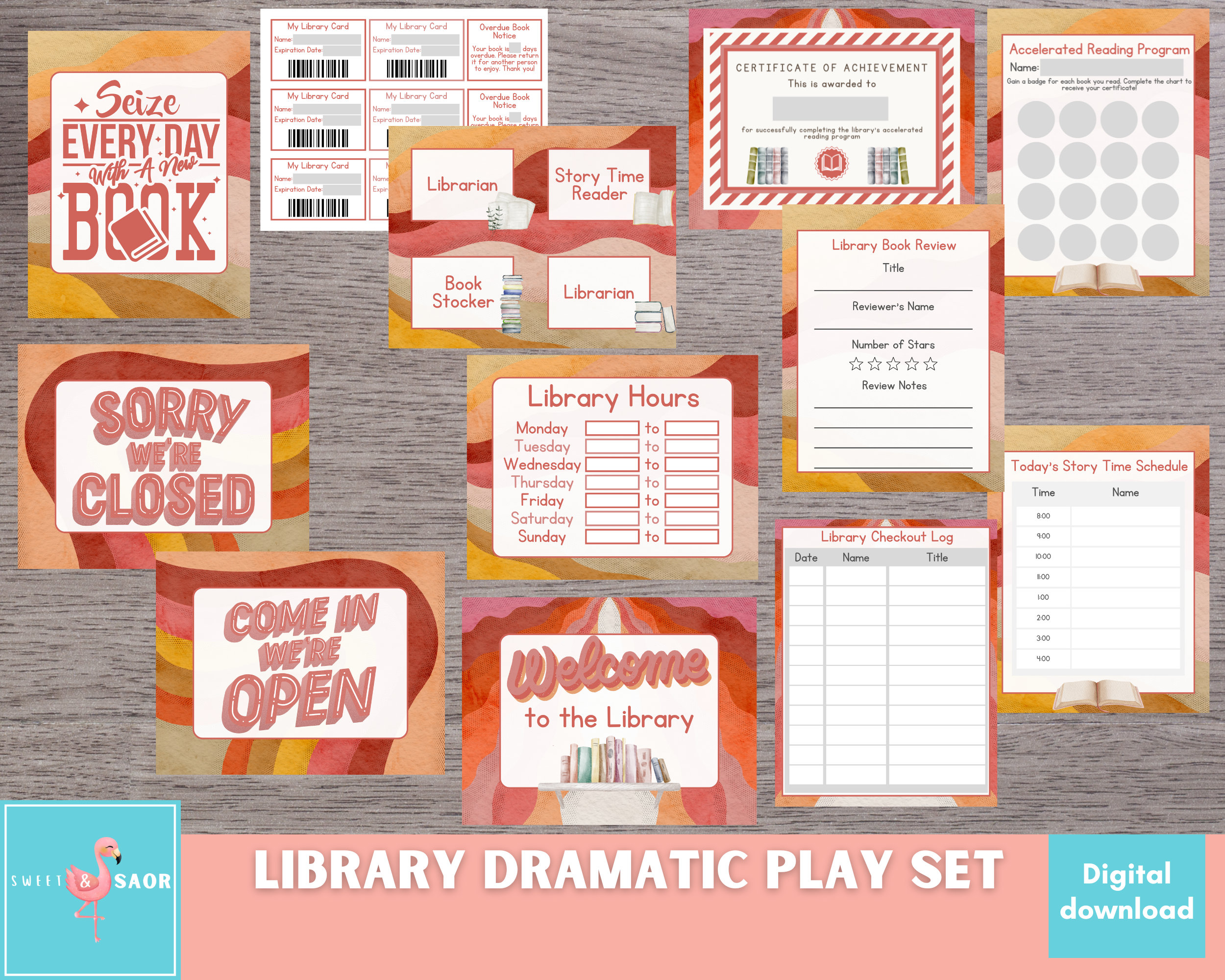 Library Dramatic Play Set: Printable Pretend Play (PDF Download) - Etsy